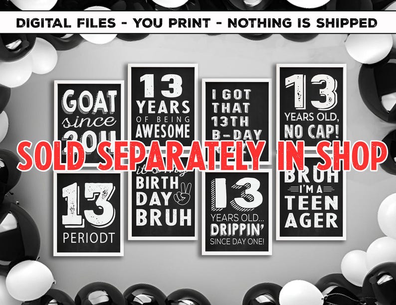 13th Birthday Sign - Boy's 13th Birthday Party Decorations - BRUH 13 ...