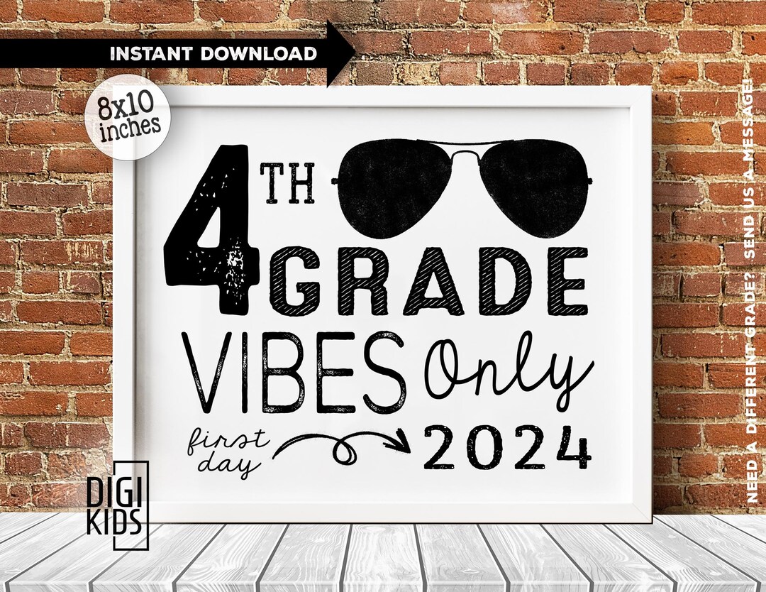 First Day of 4th Grade Sign - First Day of School Sign 2024 - 4th Grade ...