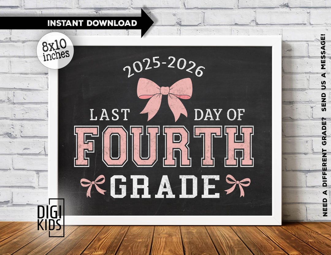 Last Day of 4th Grade Sign - Last Day of School Printable 2025 ...