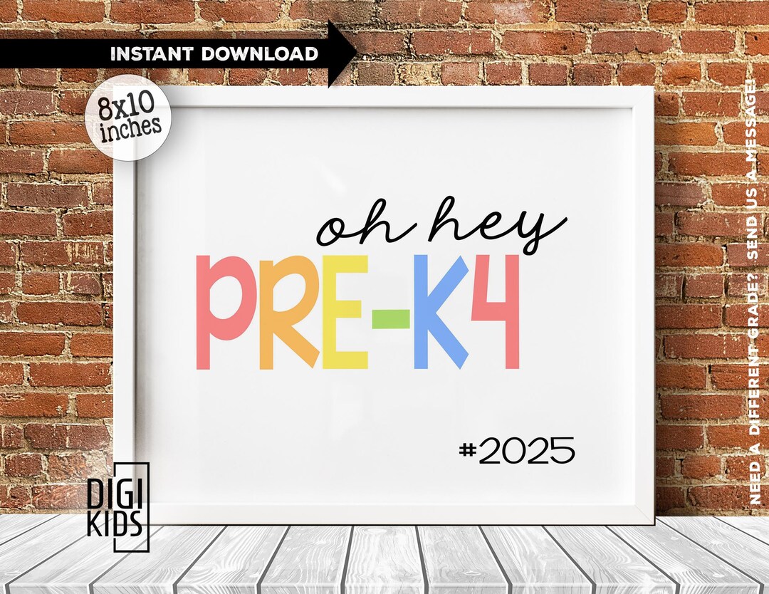 1st Day of Pre K4 Sign - 1st Day of School Signs Printable - Hello Pre ...
