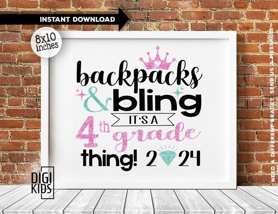 1st Day of 4th Grade Sign - First Day of School Sign 2024 - 4th Grade ...