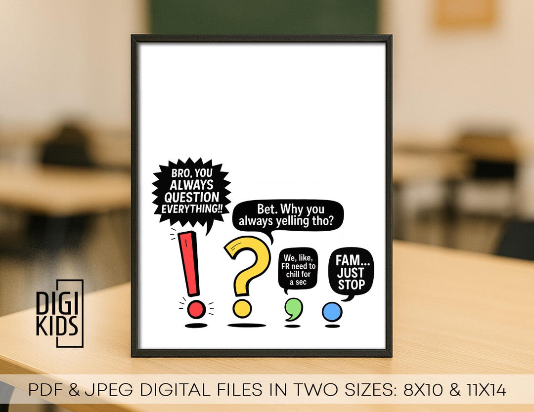 Gen Z Slang Grammar Rules Poster: Funny Printable Punctuation Sign for ...