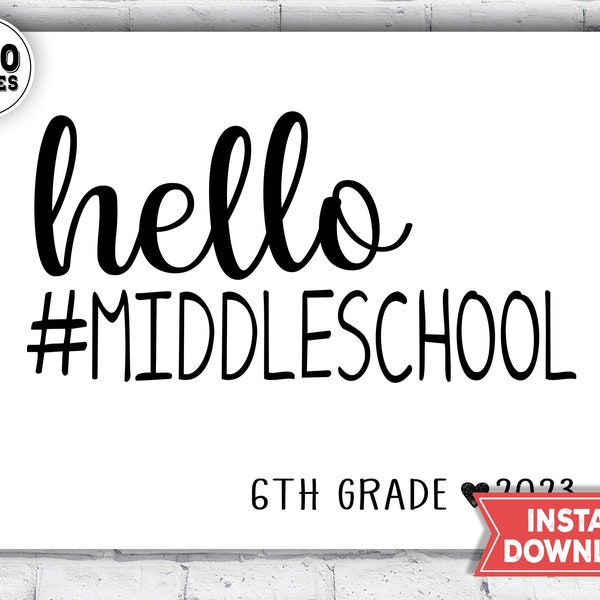Hello Middle School Sign - Etsy
