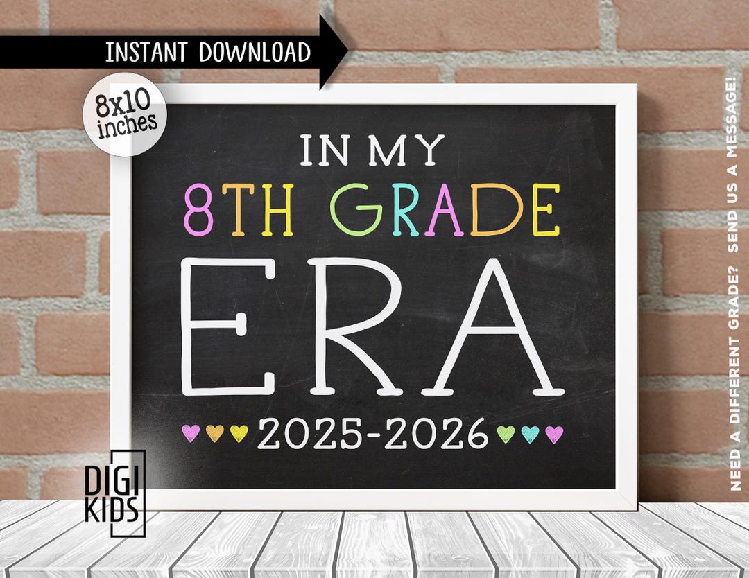 First Day of 8th Grade Sign - in My 8th Grade Era Poster - Back to ...