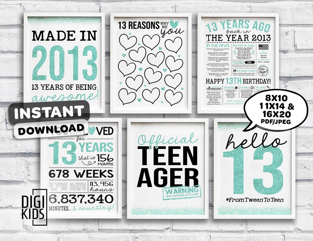 13th Birthday Party Decorations - Teal Glitter Girl Birthday Party ...