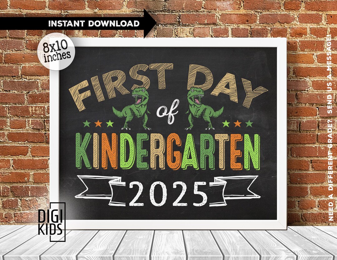 First Day of Kindergarten Printable Sign - Boys 1st Day of School ...