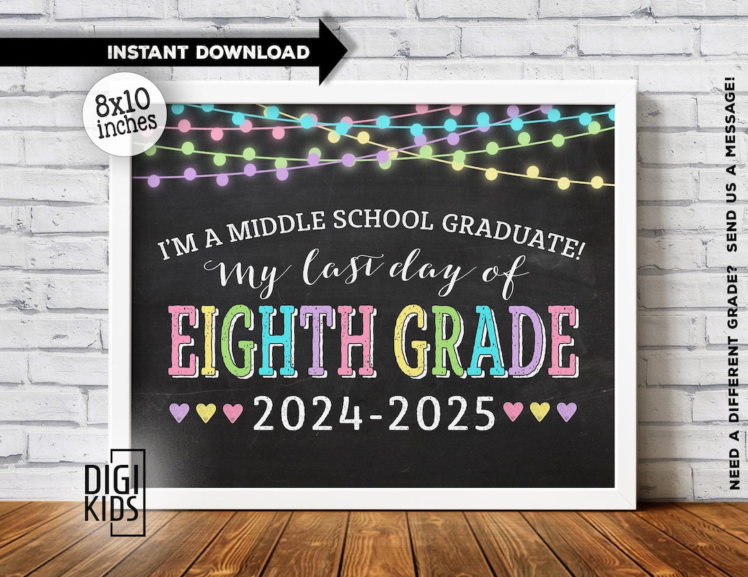 Last Day of Middle School Sign - Last Day of 8th Grade Sign 2024 2025 ...