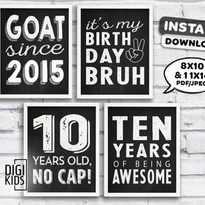 10th Birthday Printable Signs - 10th Birthday Party Decorations - BRUH ...