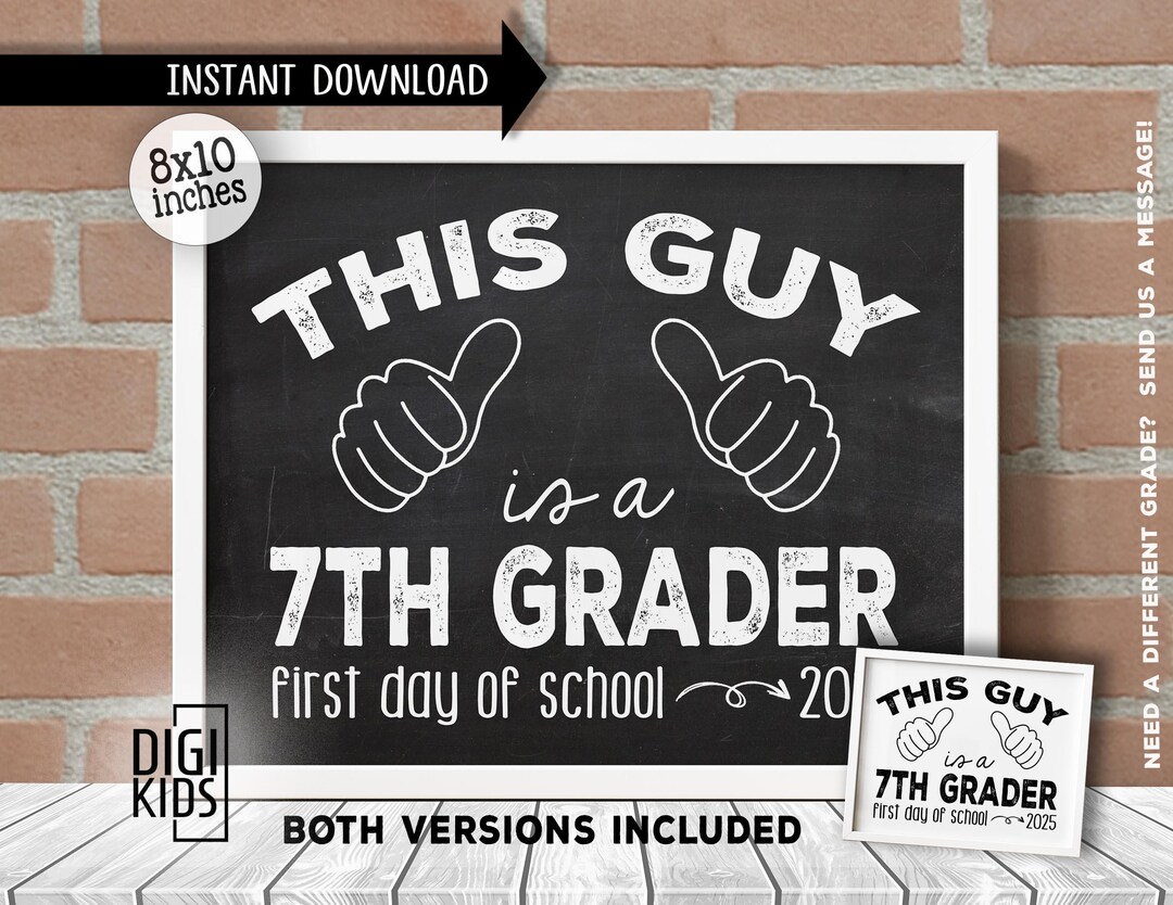 First Day of 7th Grade Sign 2025 - 1st Day of School Sign - 7th Grade ...