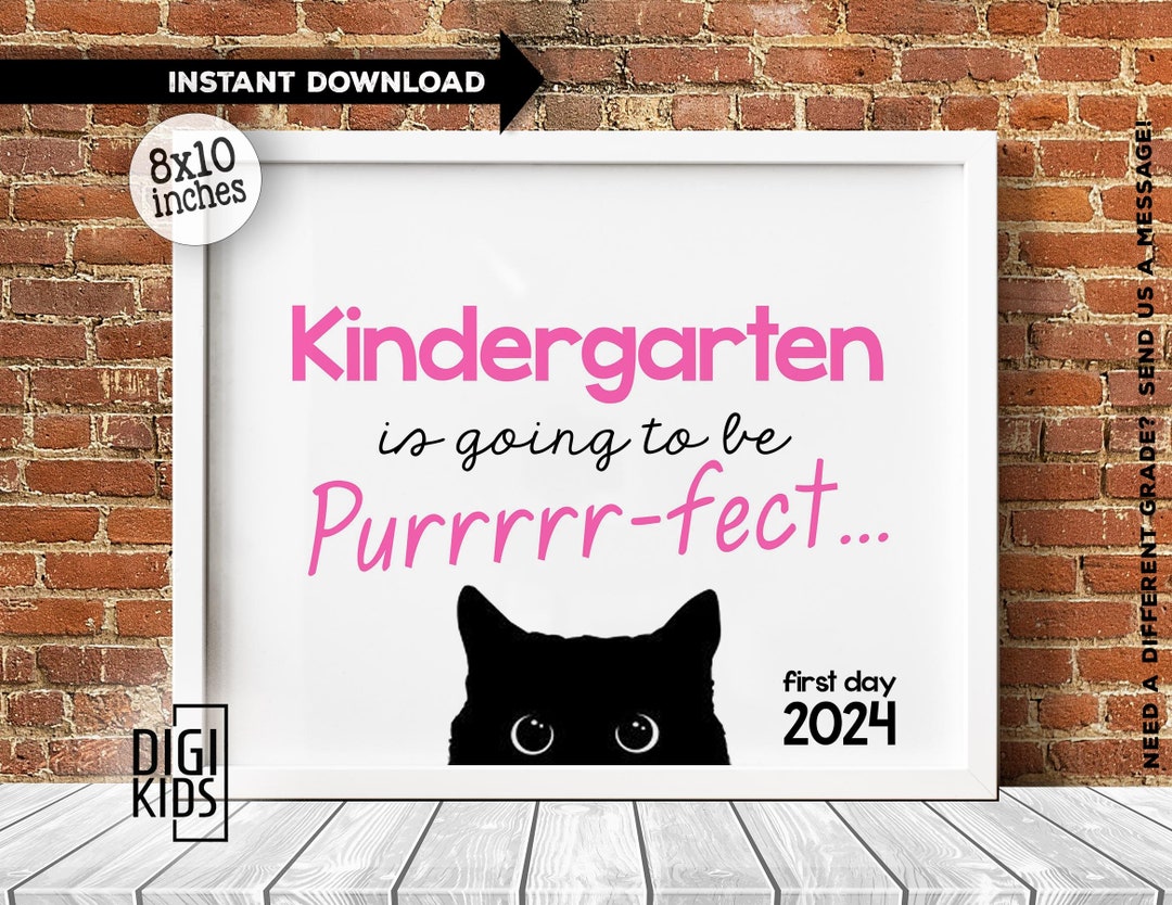 Kindergarten 1st Day of School Sign - Hello Kindergarten Sign 2024 ...