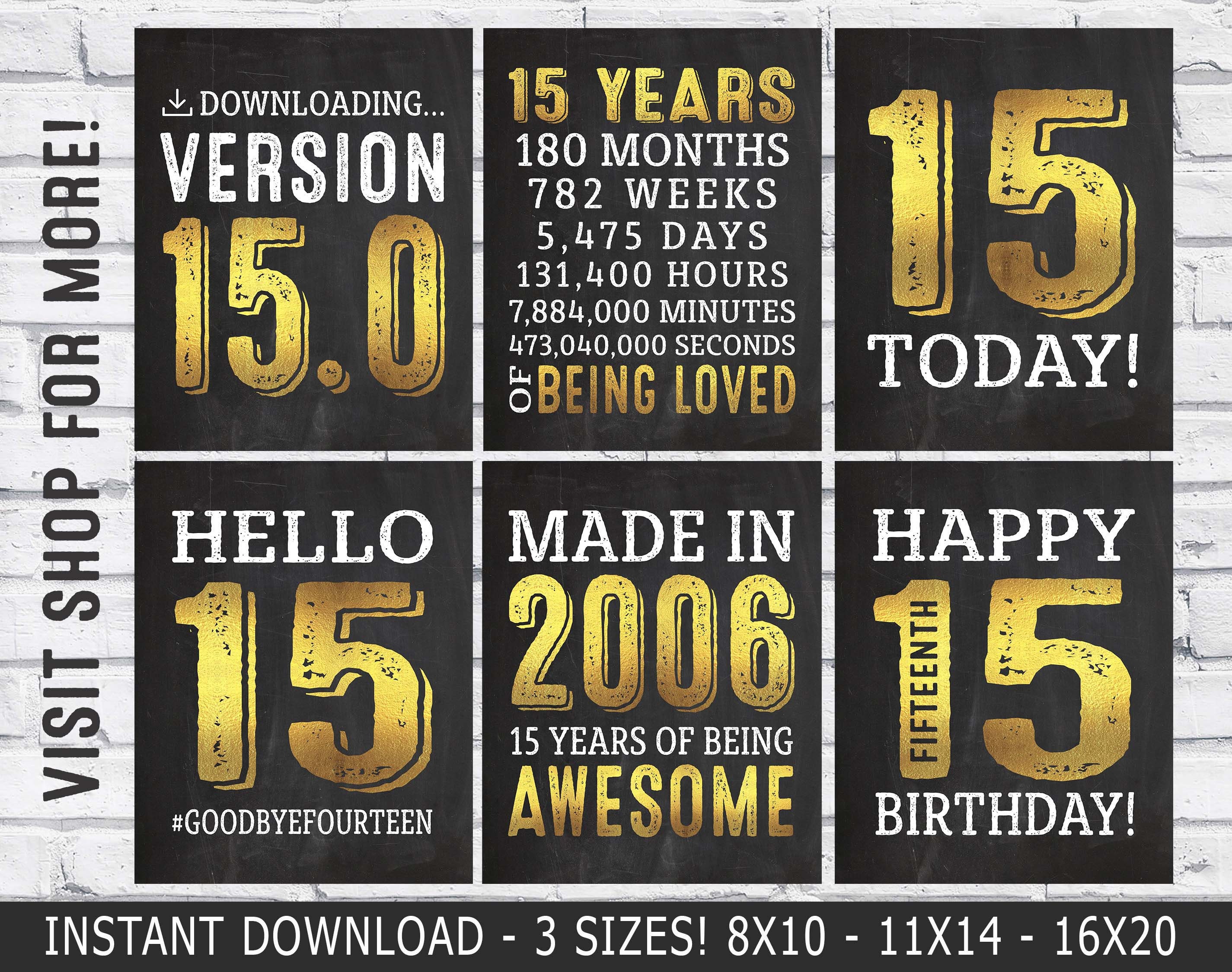 15th birthday decorations 15th birthday party signs gold & | Etsy