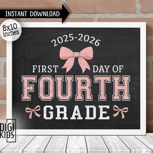 First Day of 4th Grade Sign - First Day of School Printable 2025 ...