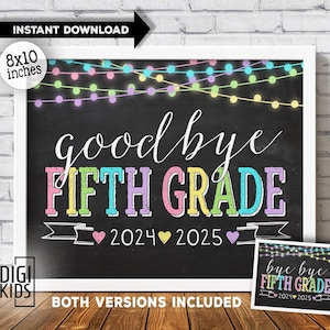 Last Day of 5th Grade Sign - Last Day of School Sign 2025 - Bye Bye ...