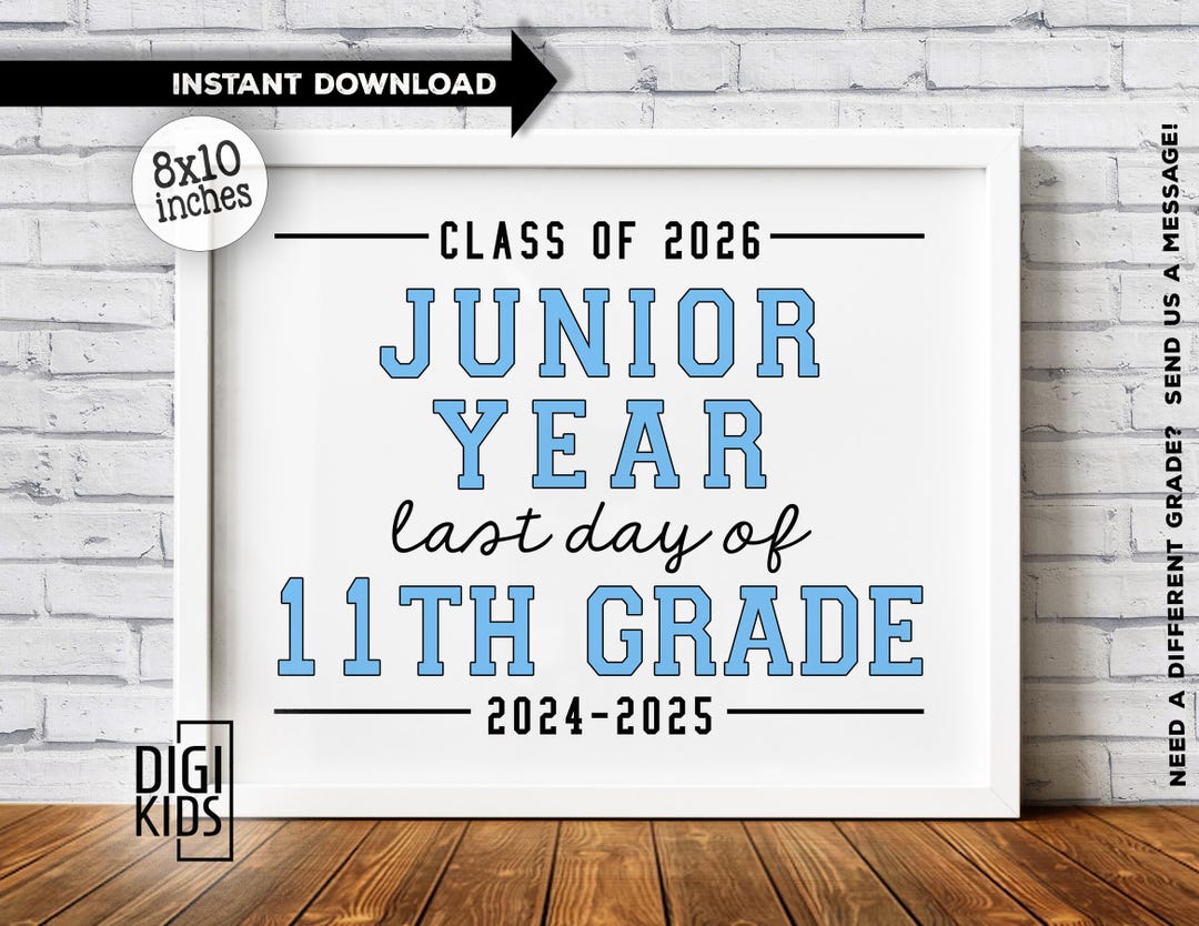 Last Day of Junior Year Sign 2025 - 11th Grade Printable Sign - Last ...