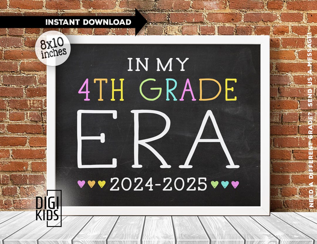 First Day of 4th Grade Sign in My 4th Grade Era Poster Back to School ...