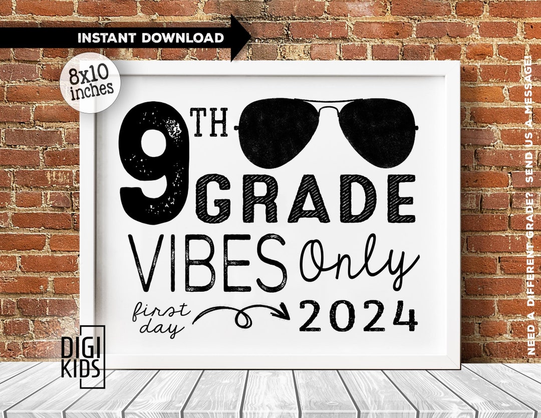 First Day of 9th Grade Sign - First Day of School Sign - 9th Grade ...