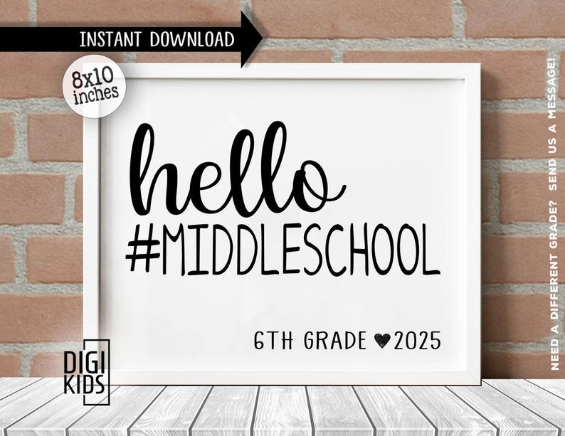 1st Day of Middle School Sign - First Day of 6th Grade Sign 2025 ...