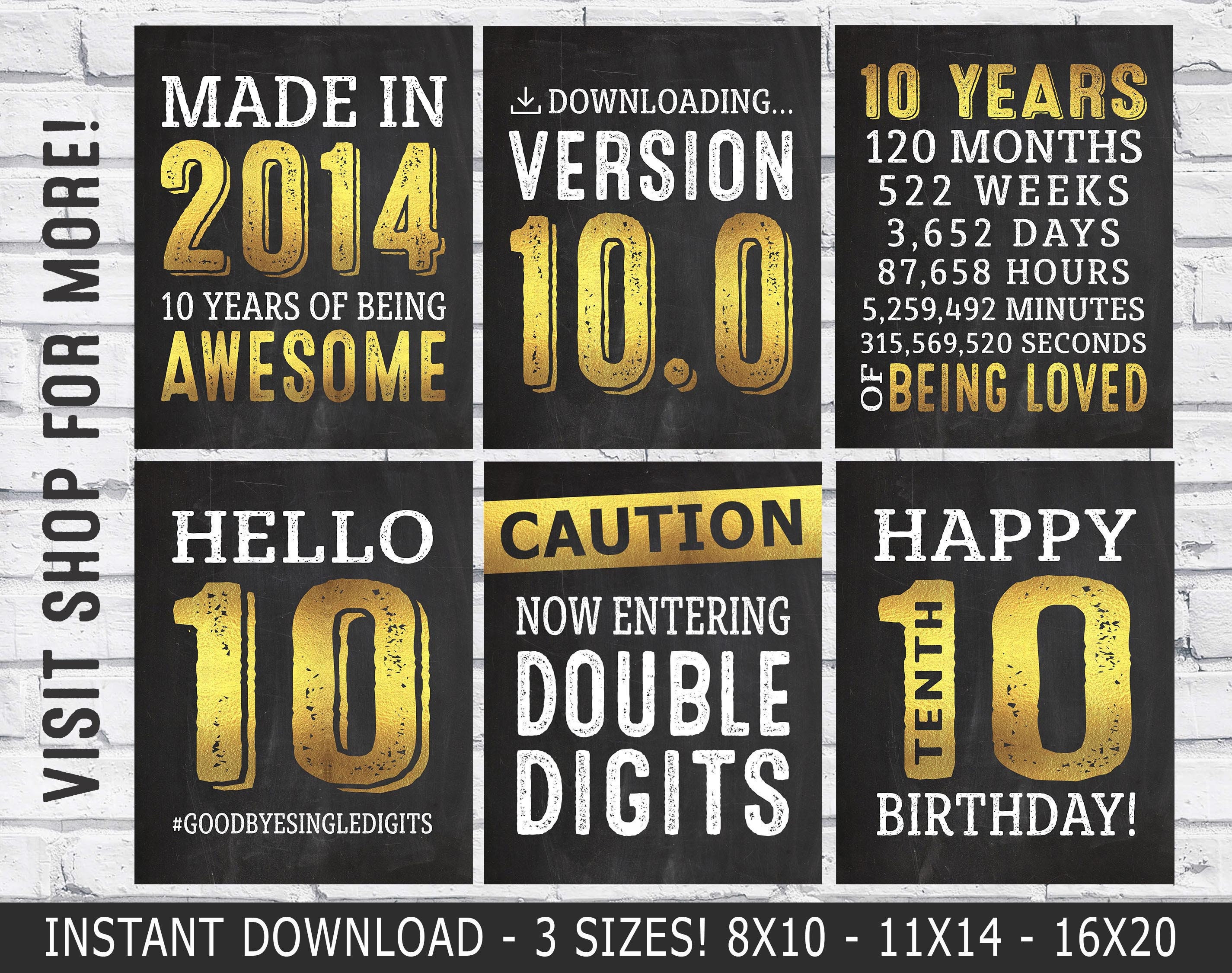 10th Birthday Decorations 10th Birthday Party Signs 10th Birthday ...