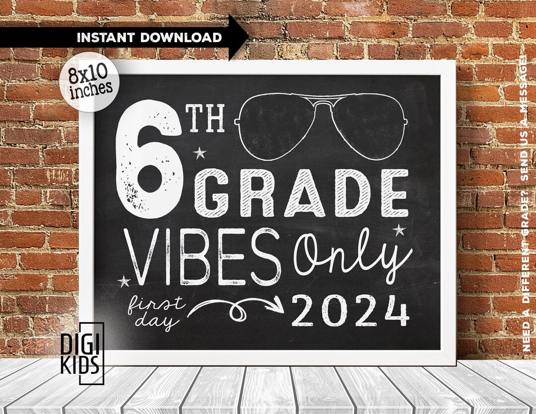First Day of 6th Grade Sign - First Day of School Sign - 6th Grade ...