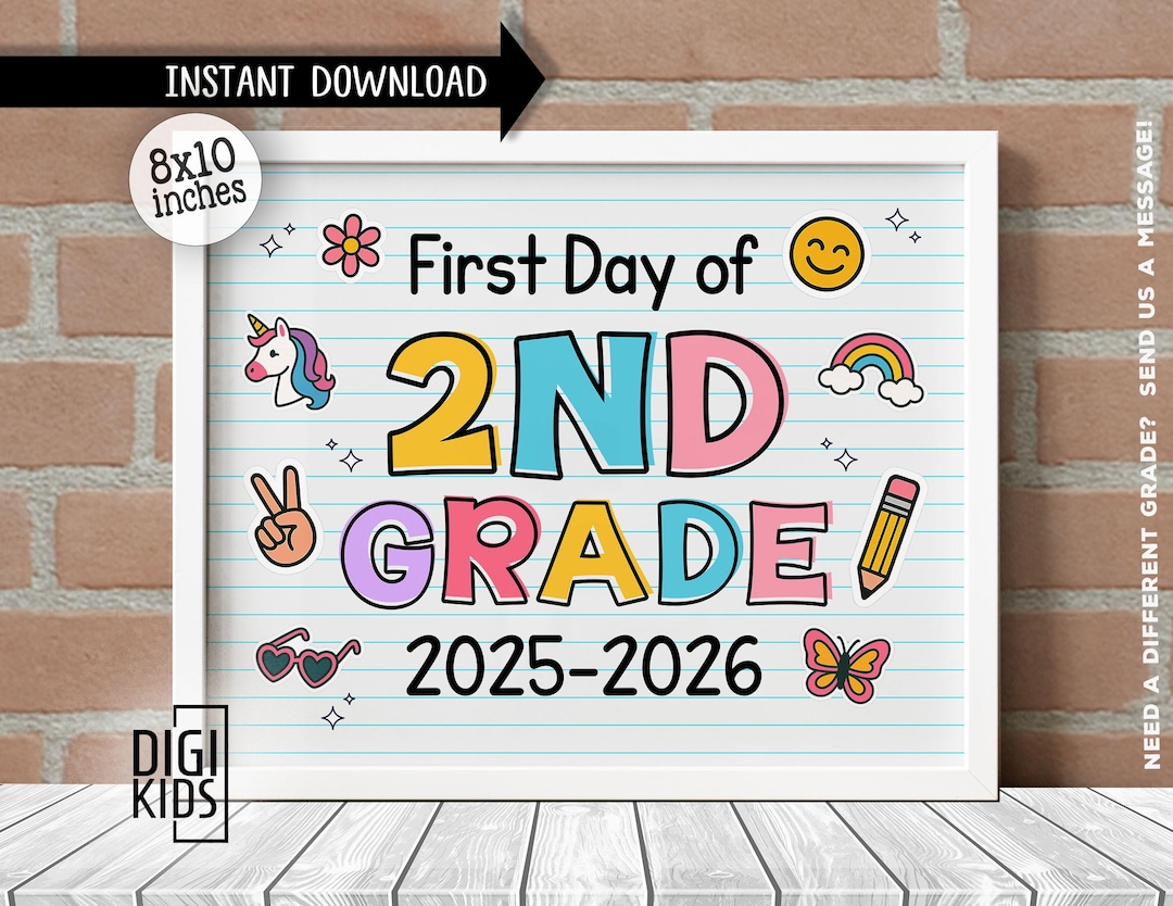 First Day of 2nd Grade Sign - Girls First Day of Second Grade Sign 2025 ...