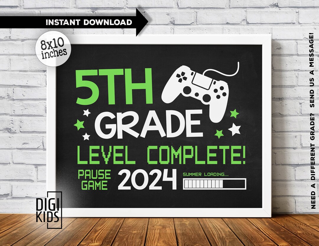 Last Day of 5th Grade Sign 2024 - Last Day of Grade School Sign - Fifth ...