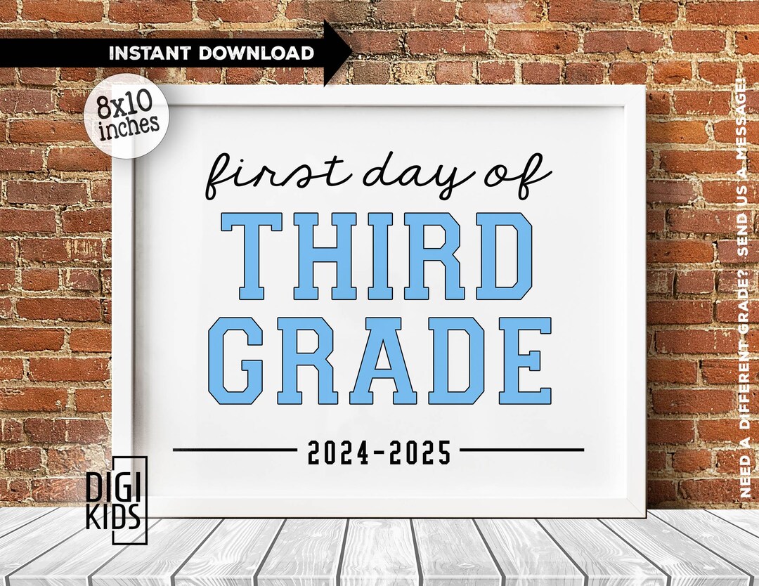 First Day of 3rd Grade Sign - Printable 3rd Grade Sign - First Day of ...