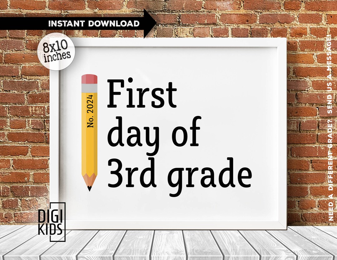 3rd Grade First Day of School Sign 2024 - 1st Day of School Poster ...