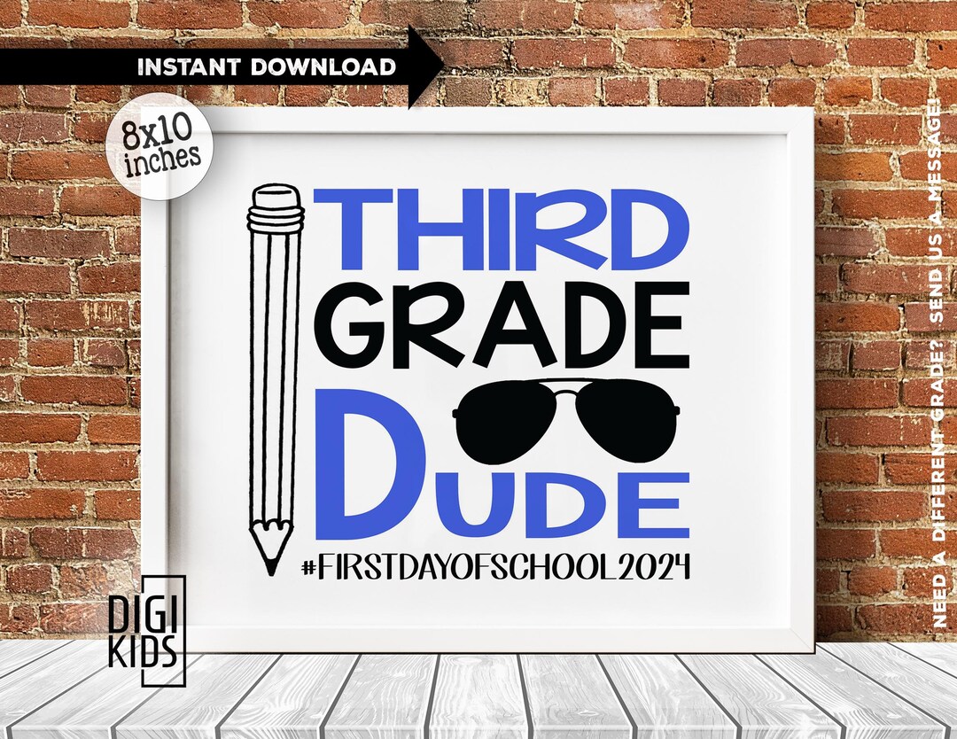3rd Grade Sign 2024 - 1st Day of School Sign - 3rd Grade DUDE Sign ...