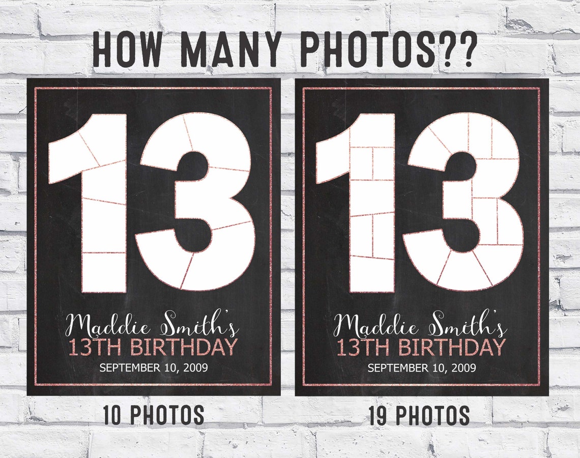 13th Birthday Photo Collage 13th Birthday Girl Decorations - Etsy