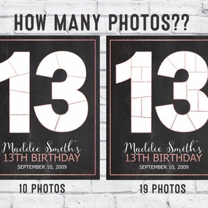 13th Birthday Photo Collage - 13th Birthday Girl Decorations - GOLD ...