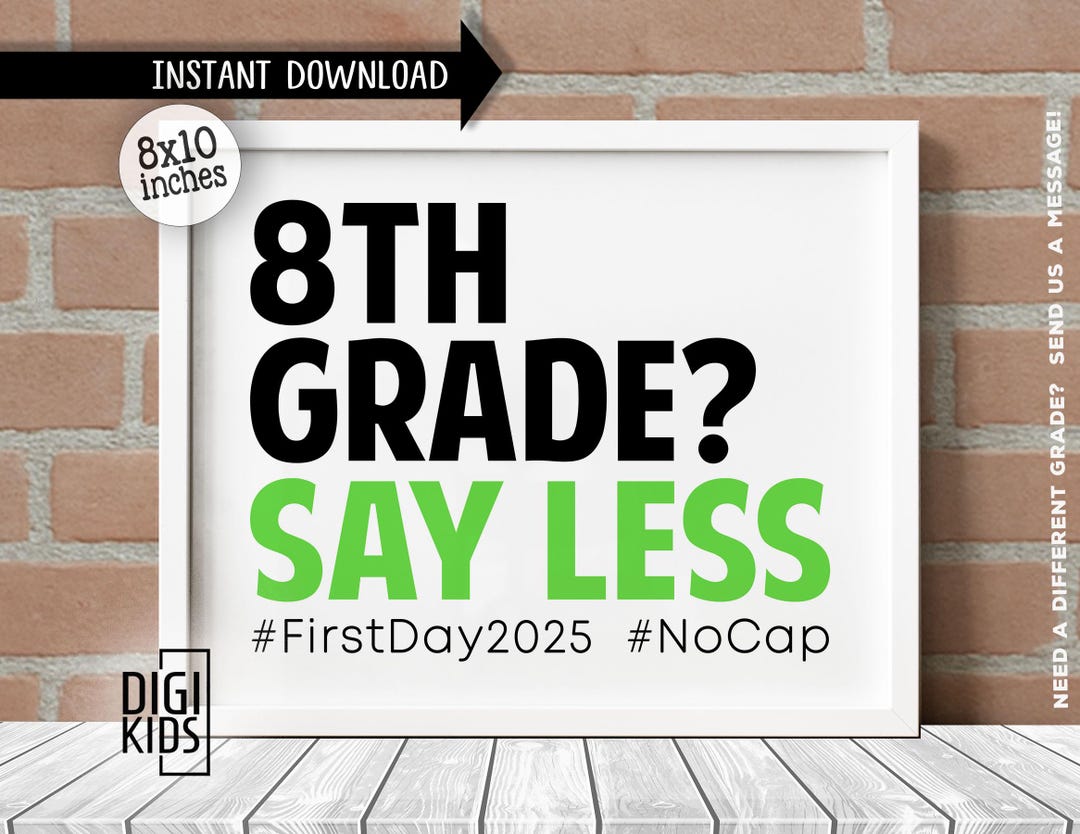 First Day of 8th Grade Printable Sign 2025 - First Day of School Sign ...