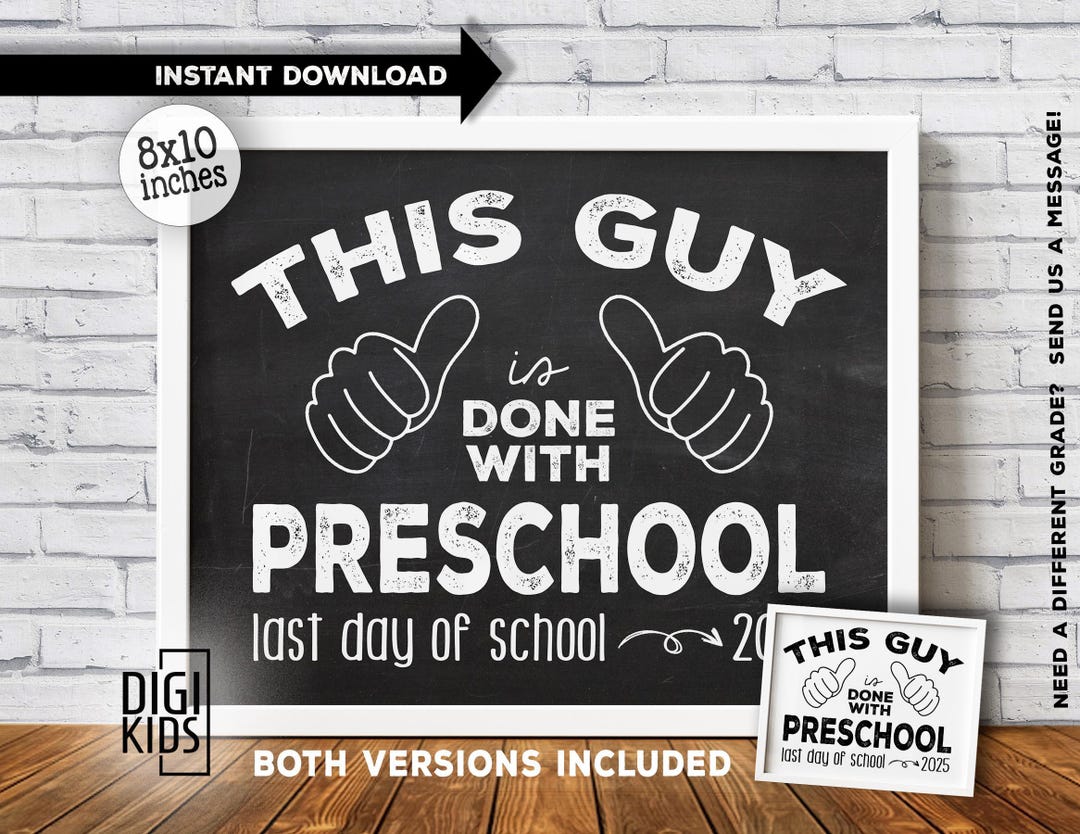 Last Day of Preschool Sign 2025 - Last Day of School Board - Goodbye ...