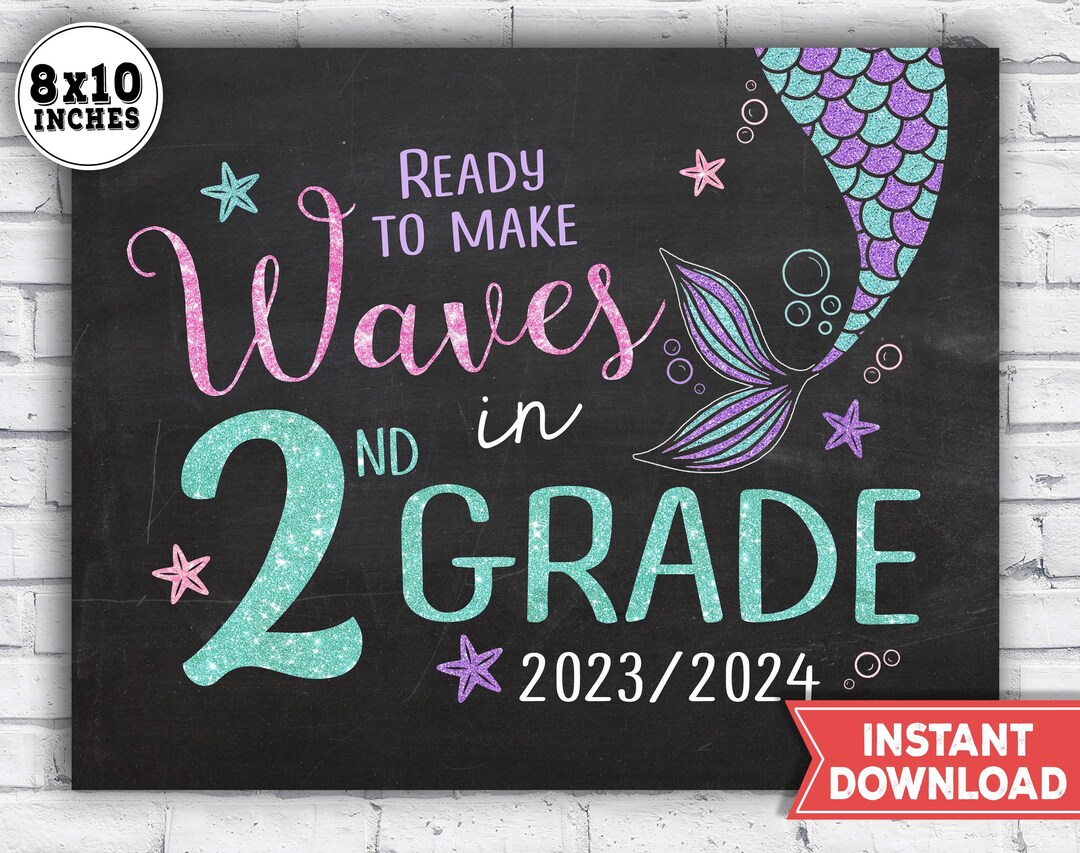 First Day of 2nd Grade Sign 1st Day of School Sign 2023 Making Waves in ...