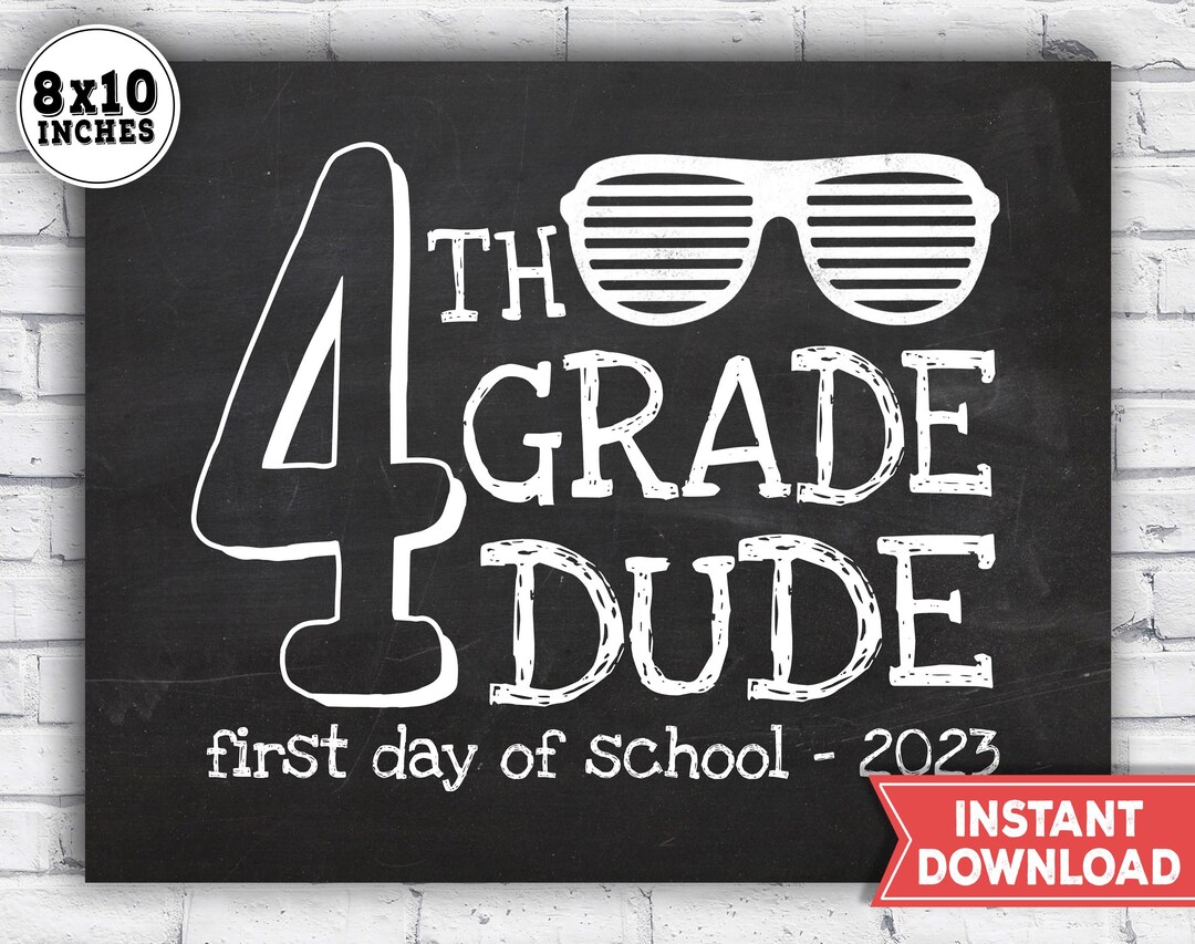 First Day of 4th Grade Sign 2023 - 1st Day of School Sign - 4th Grade ...