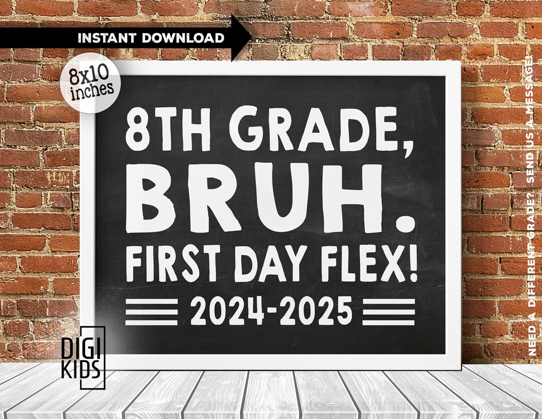 First Day of 8th Grade Sign - First Day of School Sign - Printable 8th ...
