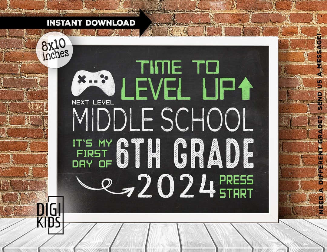 1st Day of 6th Grade Sign 2024 - 1st Day of Middle School Sign - Back ...