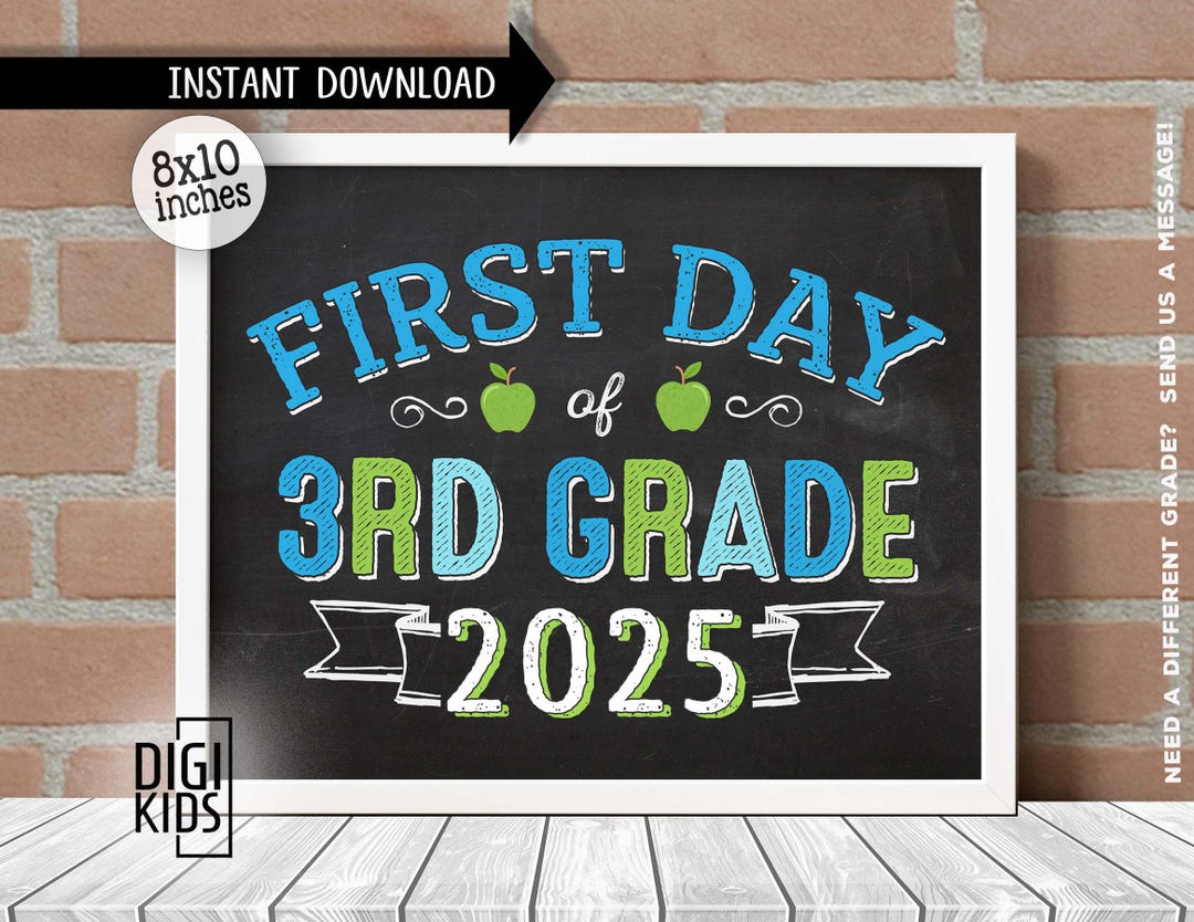 First Day of 3rd Grade Sign - 1st Day of School Sign 2025 - 3rd Grade ...