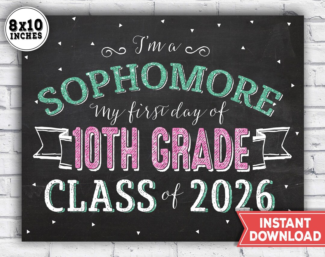 1st Day of 10th Grade Sign 2023 First Day of Sophomore Year Class of ...