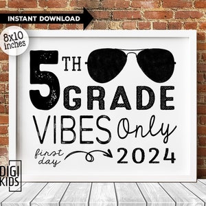 First Day of 5th Grade Sign - First Day of School Sign 2024 - 5th Grade ...