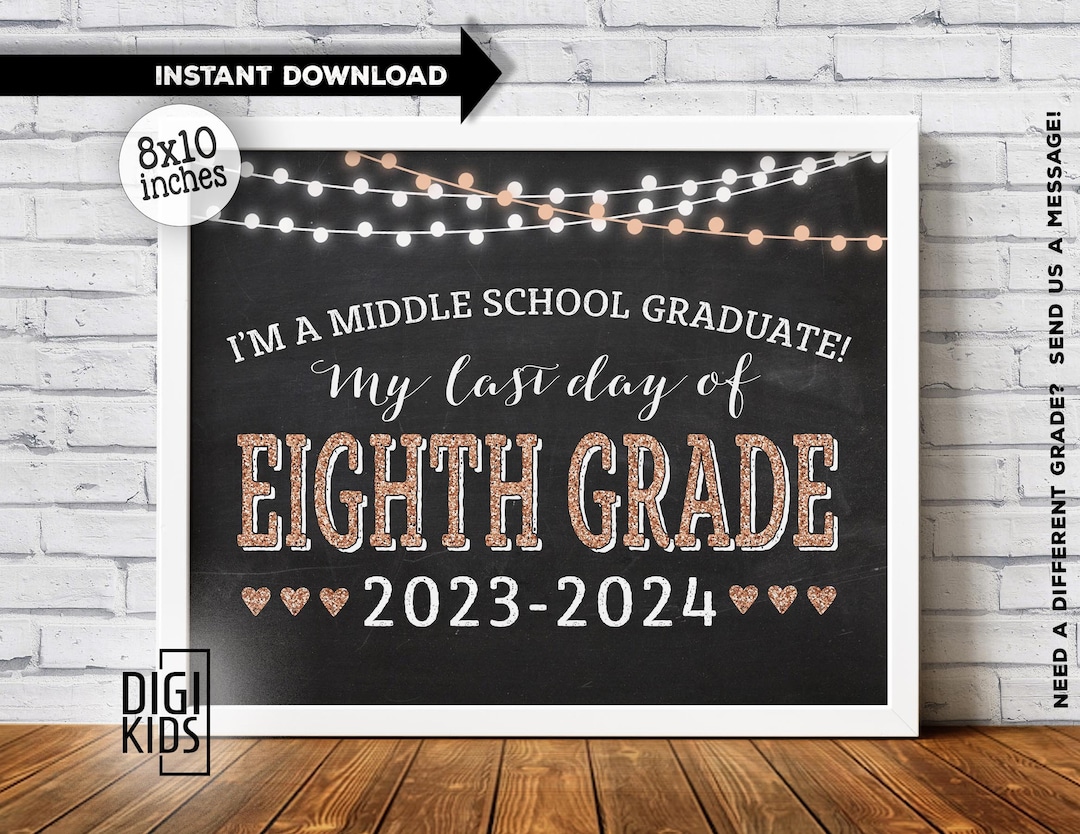 Last Day of Middle School Sign Last Day of 8th Grade Sign 2024 8th ...