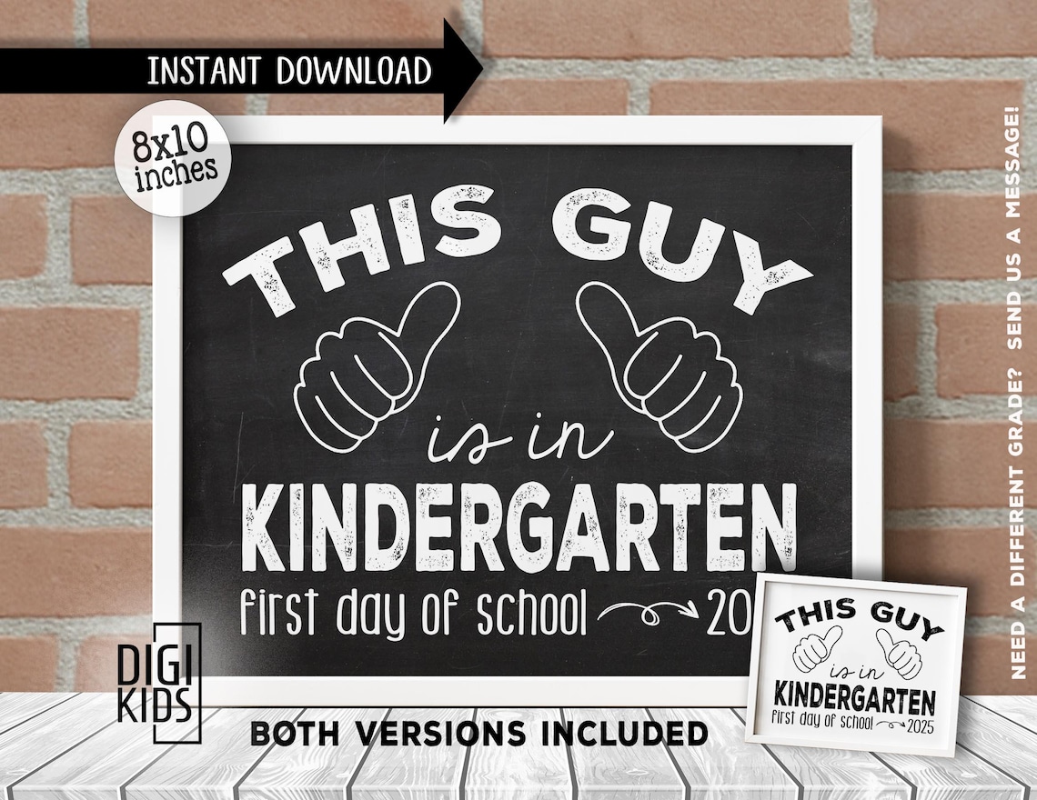 First Day of Kindergarten Sign 2025 - 1st Day of School Sign ...