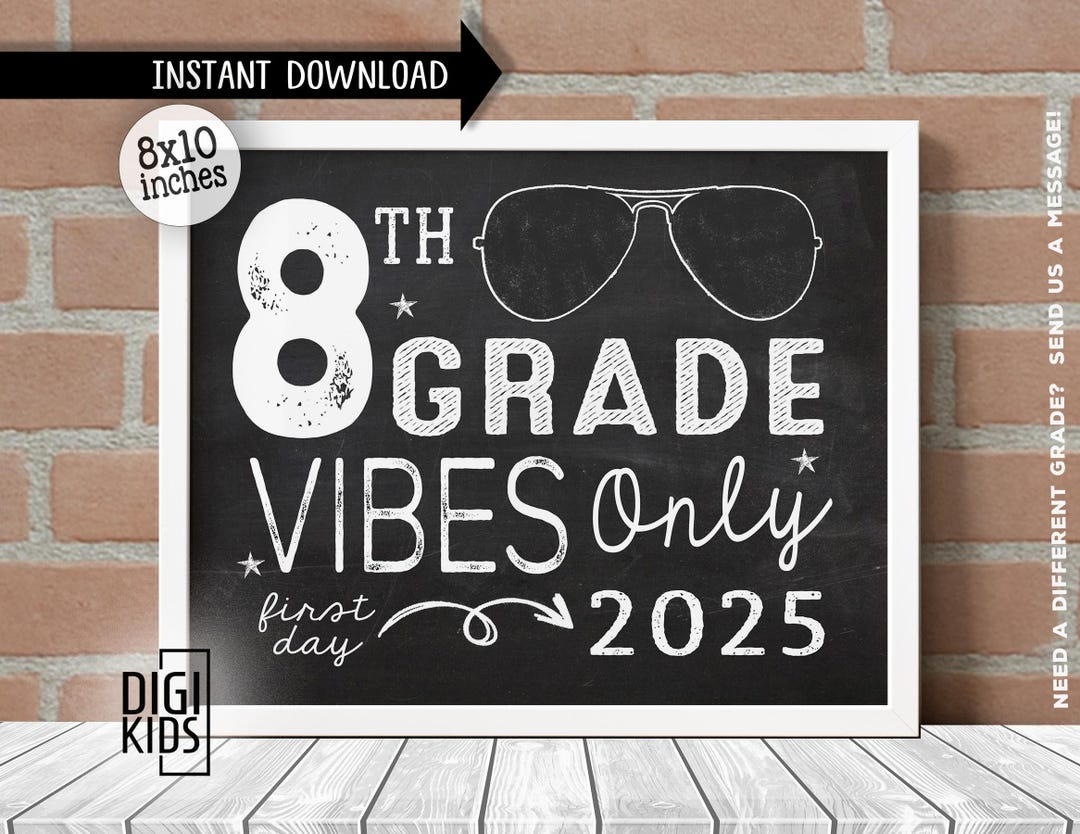 First Day of 8th Grade Sign - First Day of School Sign - 8th Grade ...