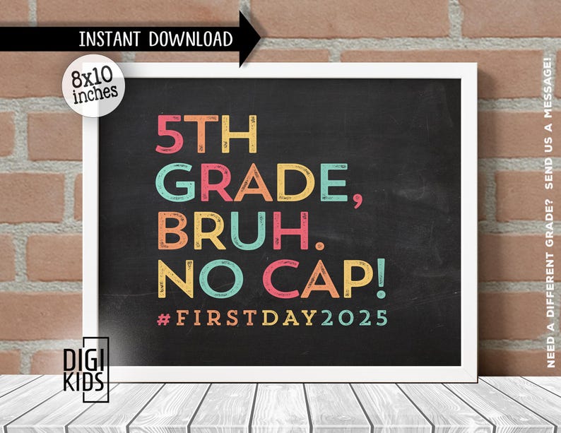 1st Day of School Sign - First Day of 5th Grade Sign 2025 - 5th Grade ...