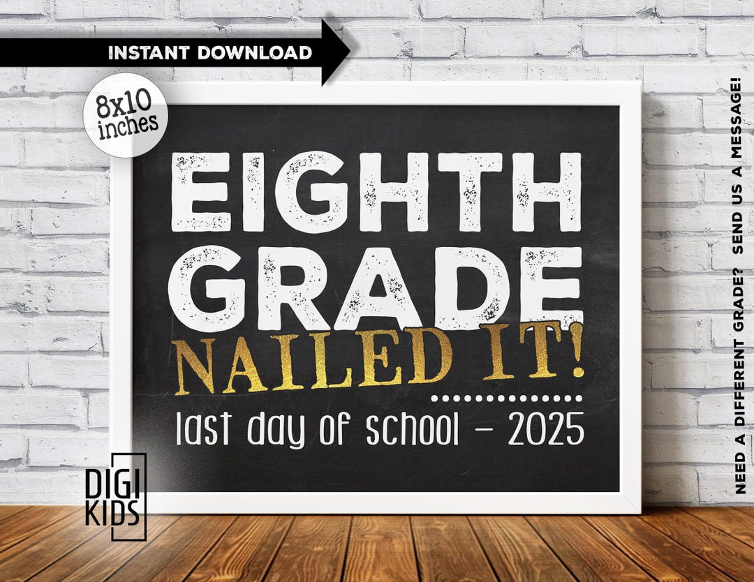 Last Day of School Sign - Last Day of 8th Grade Sign 2025 - 8th Grade ...