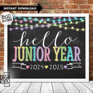 1st Day of Junior Year Sign - 1st Day of School Signs Printable - Hello ...
