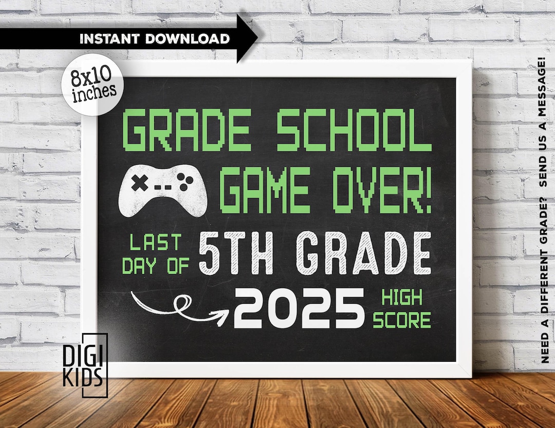 Last Day of 5th Grade Sign 2025 - Last Day of Grade School Sign - Grade ...
