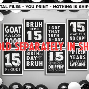 15th Birthday Sign - Boy's 15th Birthday Party Decorations - BRUH 15 ...