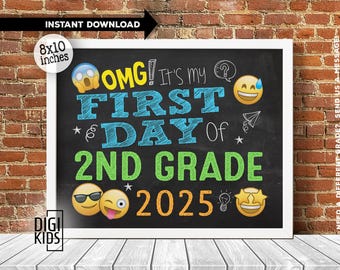 1st Day of 2nd Grade Sign First Day of Second Grade First Day of School ...