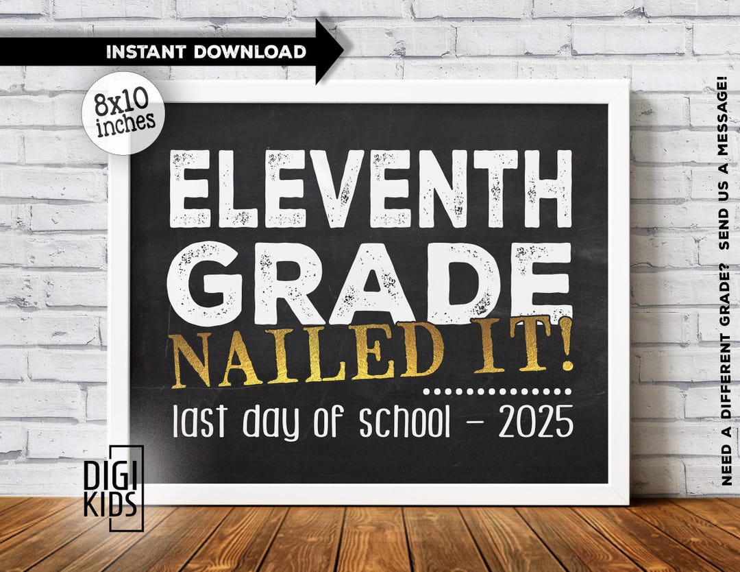 Last Day of School Sign - Last Day of 11th Grade Sign 2025 - 11th Grade ...