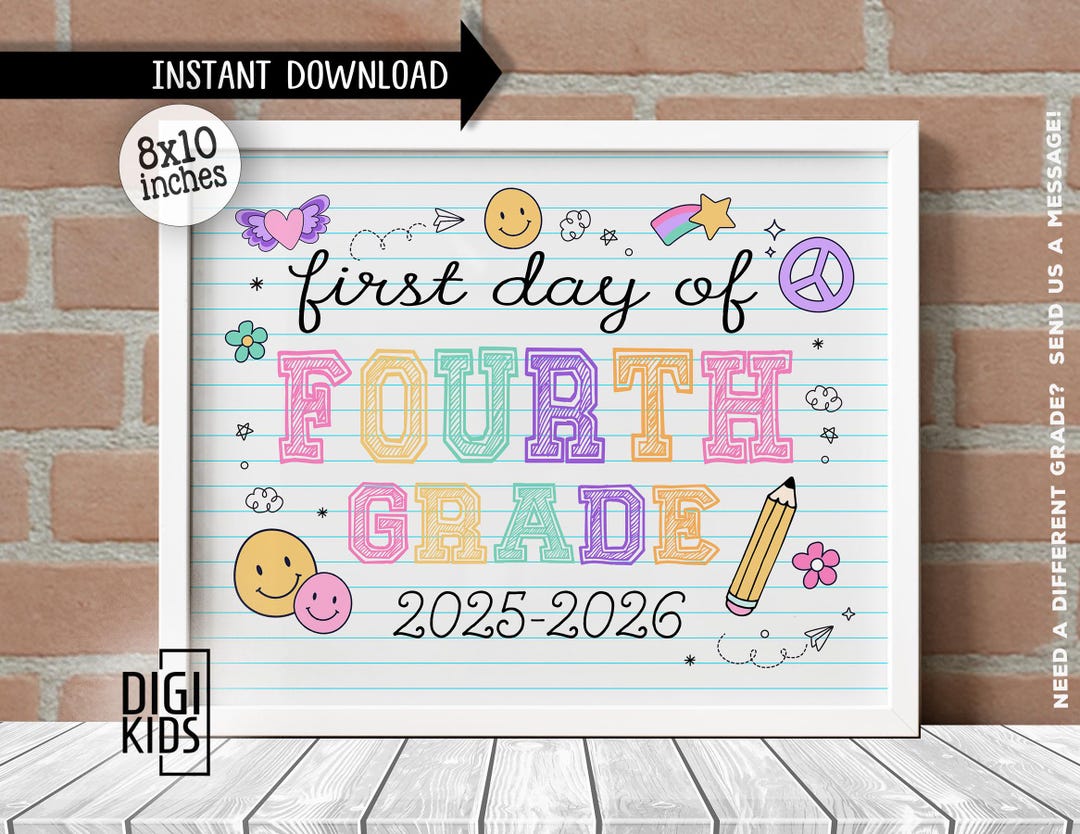 First Day of 4th Grade Sign 2025 - 4th Grade 1st Day of School ...